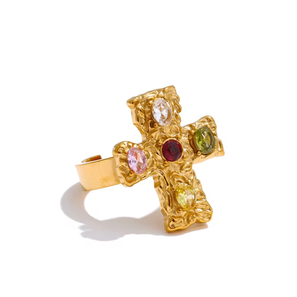 Colourful Cross Ring – ILLUSIVE JEWELS