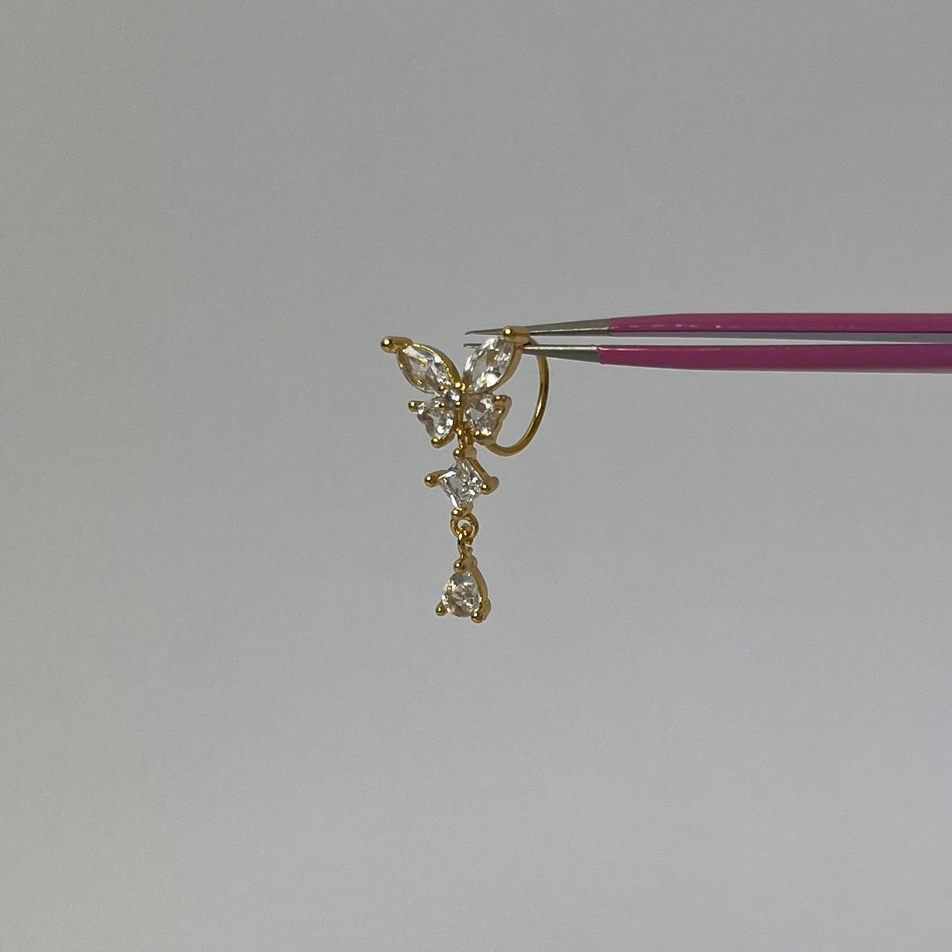 Gold Dangling Butterfly Nose Ring – ILLUSIVE JEWELS