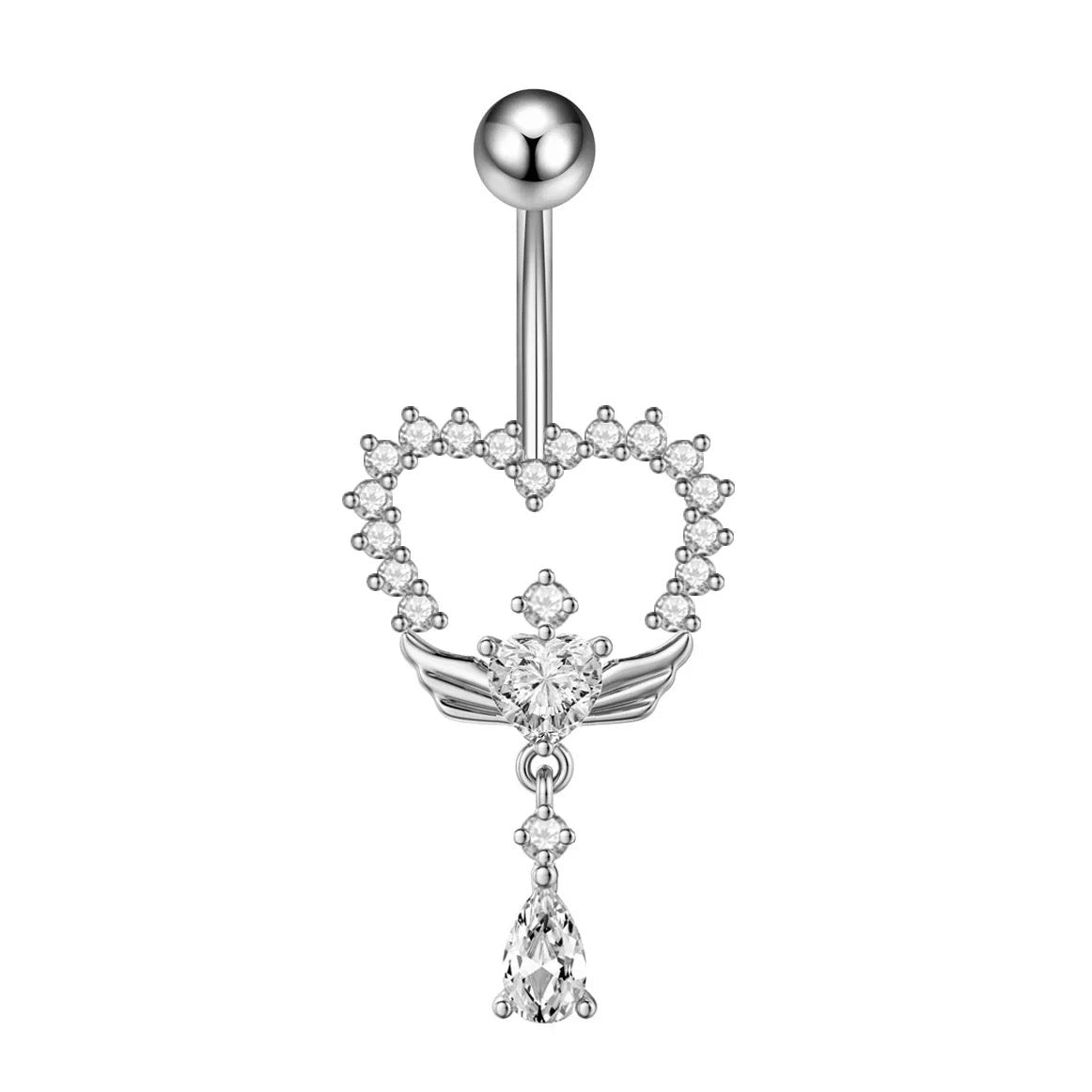 Silver Big Heart Belly Bar – ILLUSIVE JEWELS